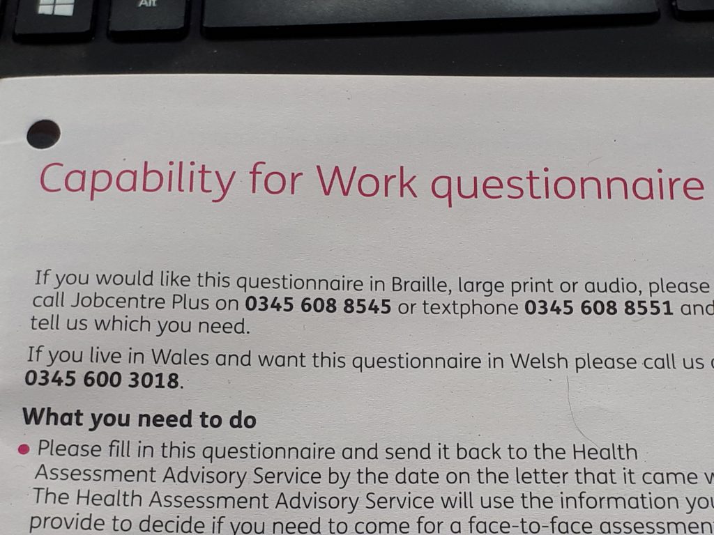 Capability for Work questionnaire